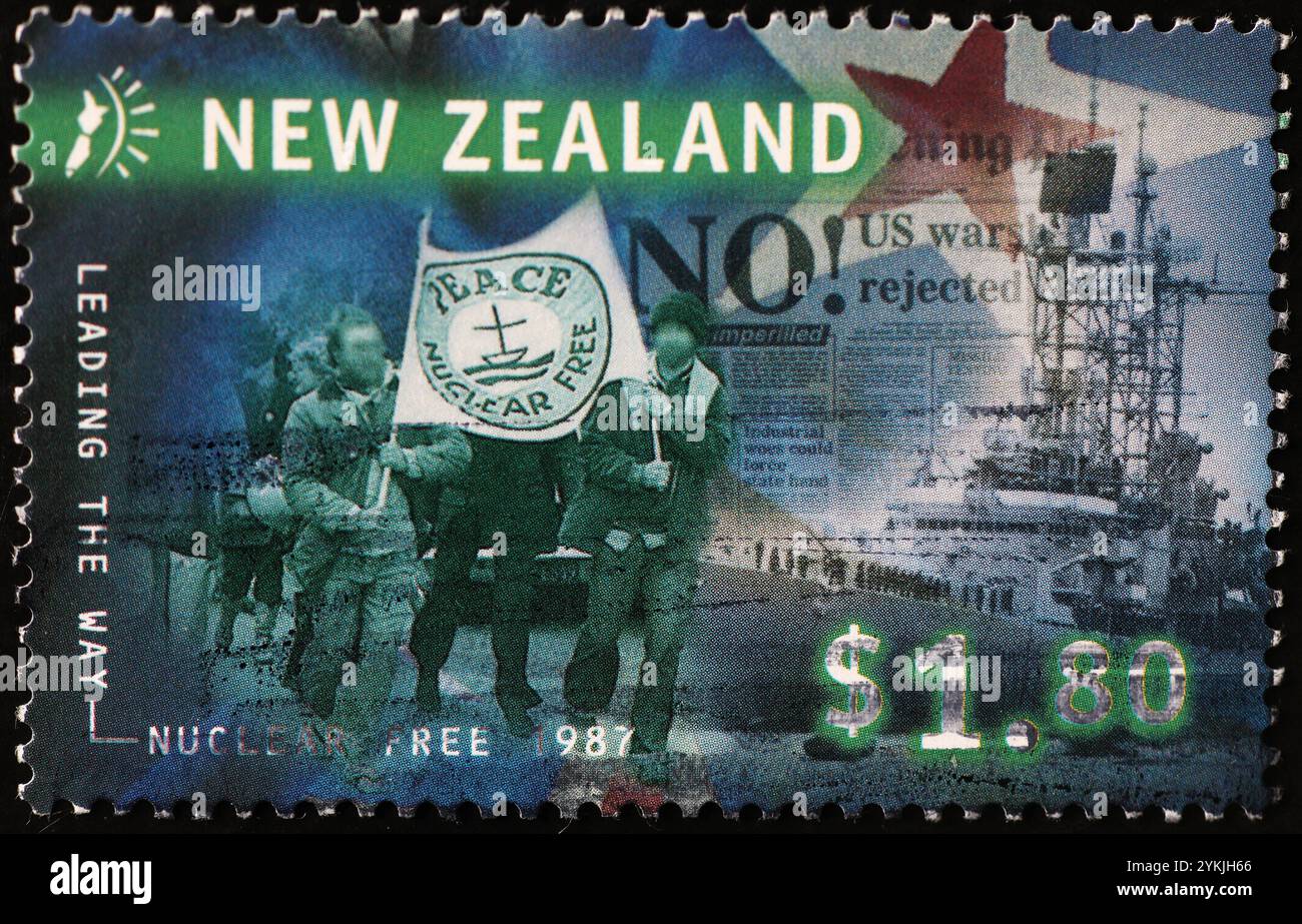 New Zealand nuclear-free zone celebrated on postage stamp Stock Photo ...
