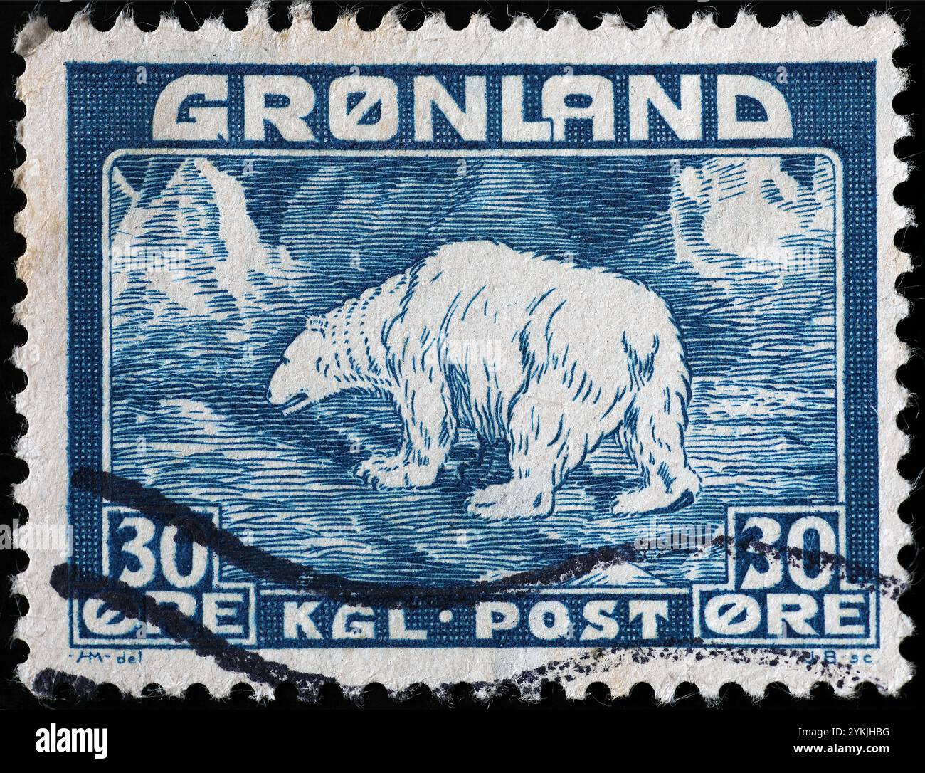 Polar bear on vintage stamp from Greenland Stock Photo - Alamy
