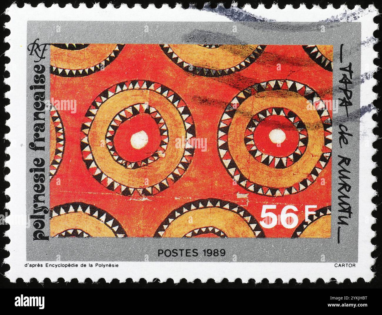 Polynesian art on postage stamp Stock Photo - Alamy