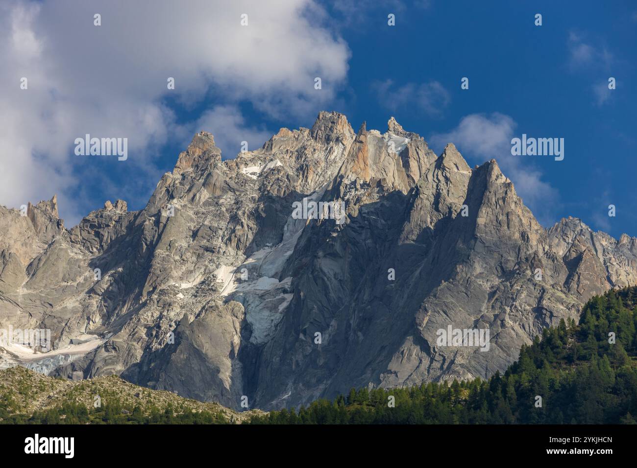 Aiguilles du Chamonix showcases sharp rocky mountain peaks in the French Alps. Ideal for ...