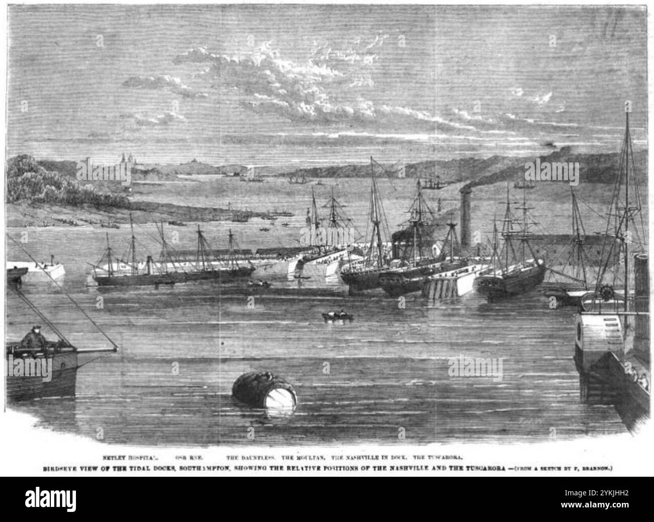 Birdseye view of the tidal docks, Southampton, showing the relative ...