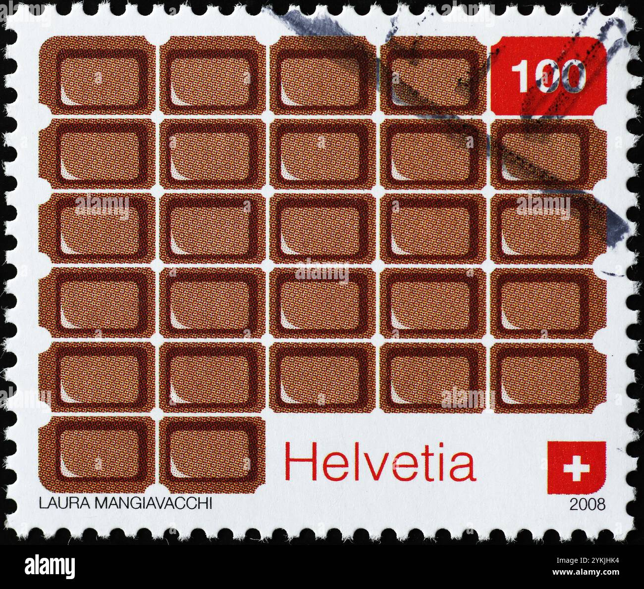 Swiss chocolate celebrated on postage stamp Stock Photo - Alamy