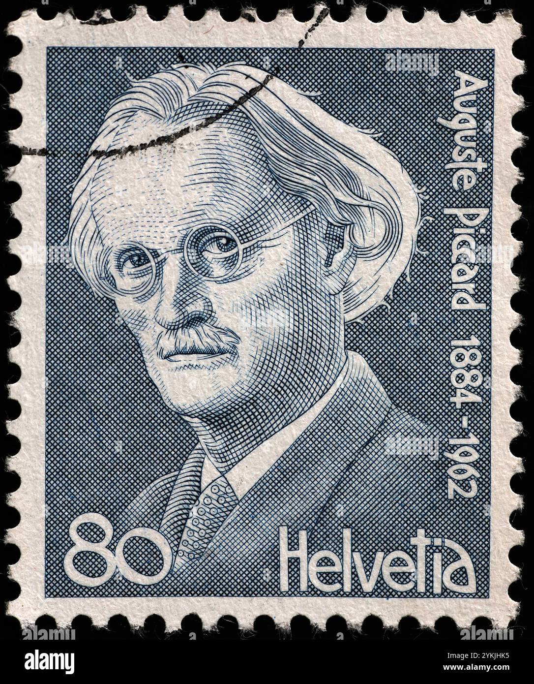 Swiss physicist Auguste Piccard on old postage stamp Stock Photo - Alamy