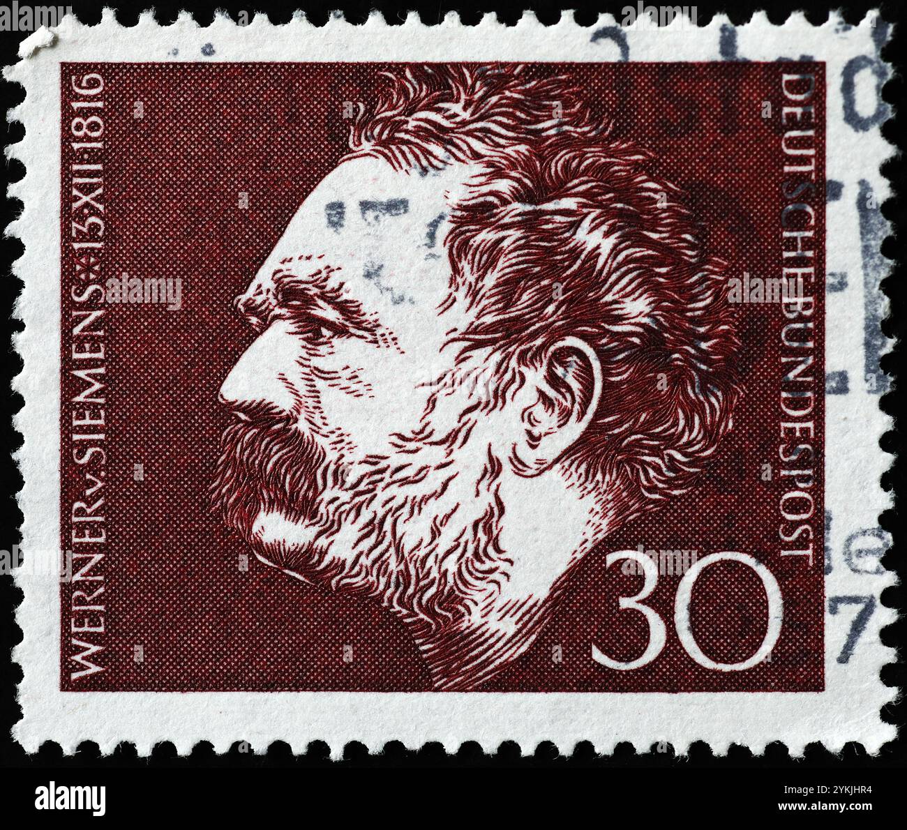 Werner Siemens portrait on ancient german stamp Stock Photo - Alamy
