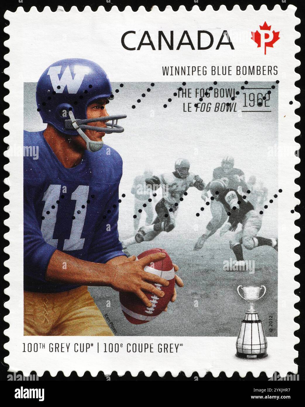 Winnipeg Blue Bombers celebration on canadian postage stamp Stock Photo ...