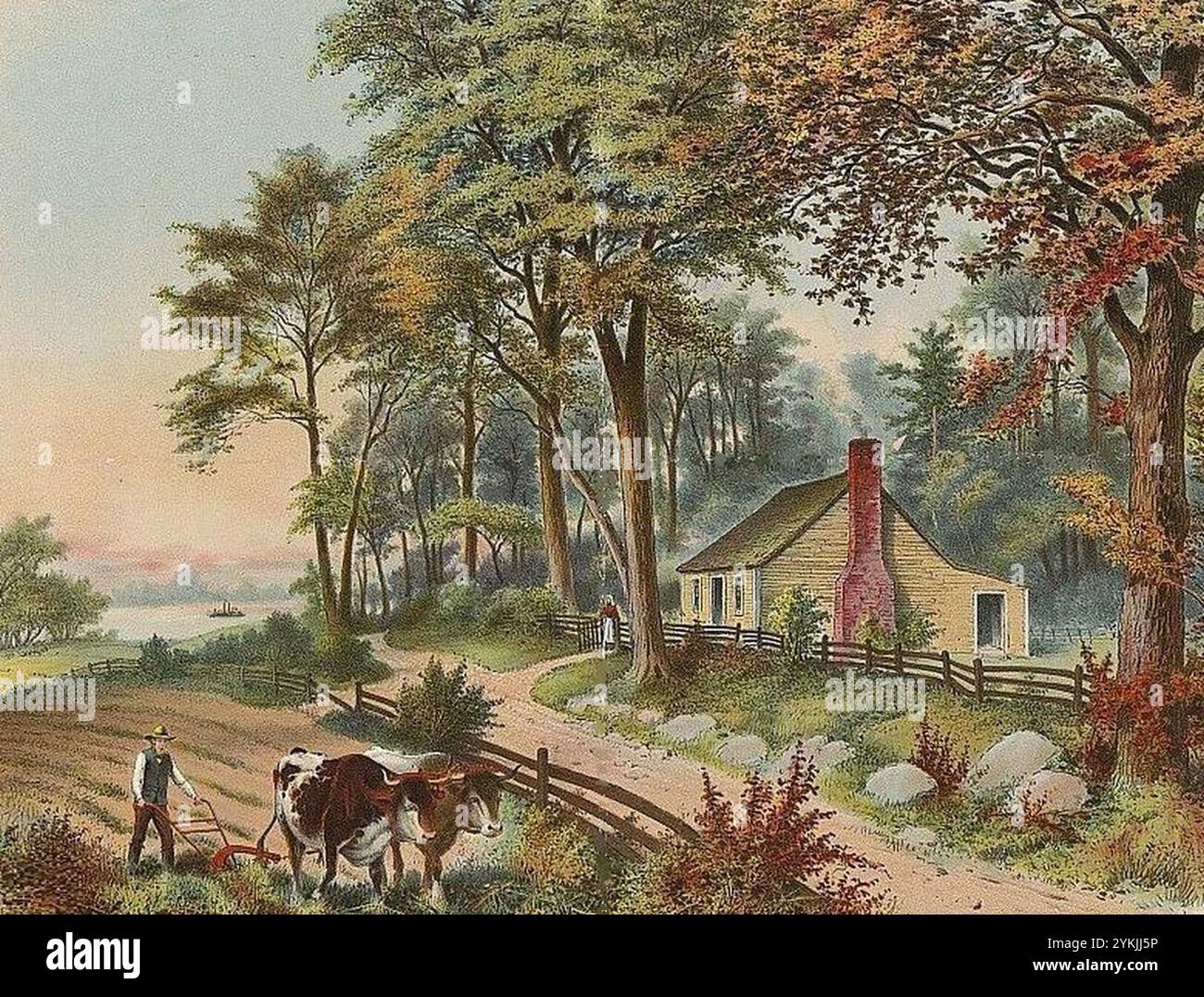 Birthplace of Ulysses S Grant, color illustration, cropped Stock Photo ...