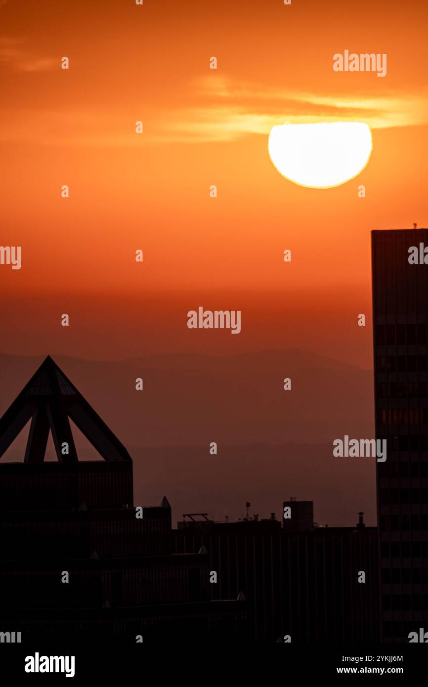 Stunning sunset pictures with famous landmarks illuminated by vibrant ...