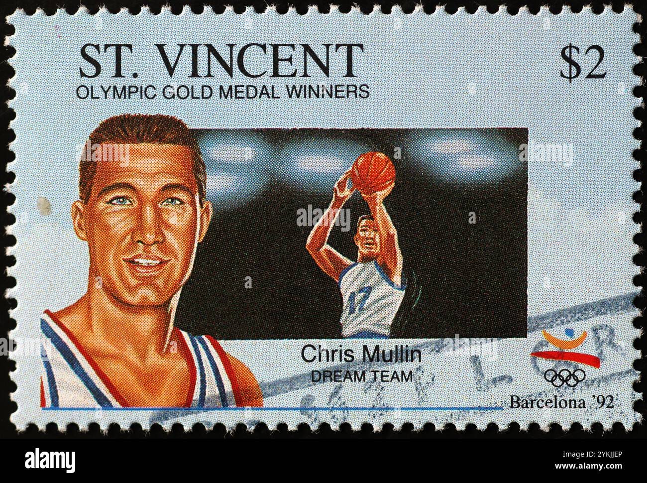 Dream team member Chris Mullin on postage stamp Stock Photo - Alamy