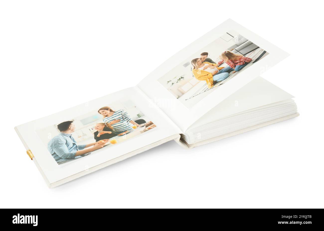 Open photo album with photos isolated on white Stock Photo - Alamy