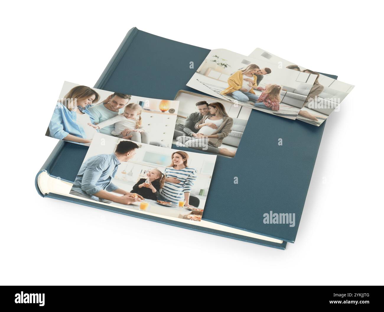 Photo album with different photos isolated on white Stock Photo - Alamy