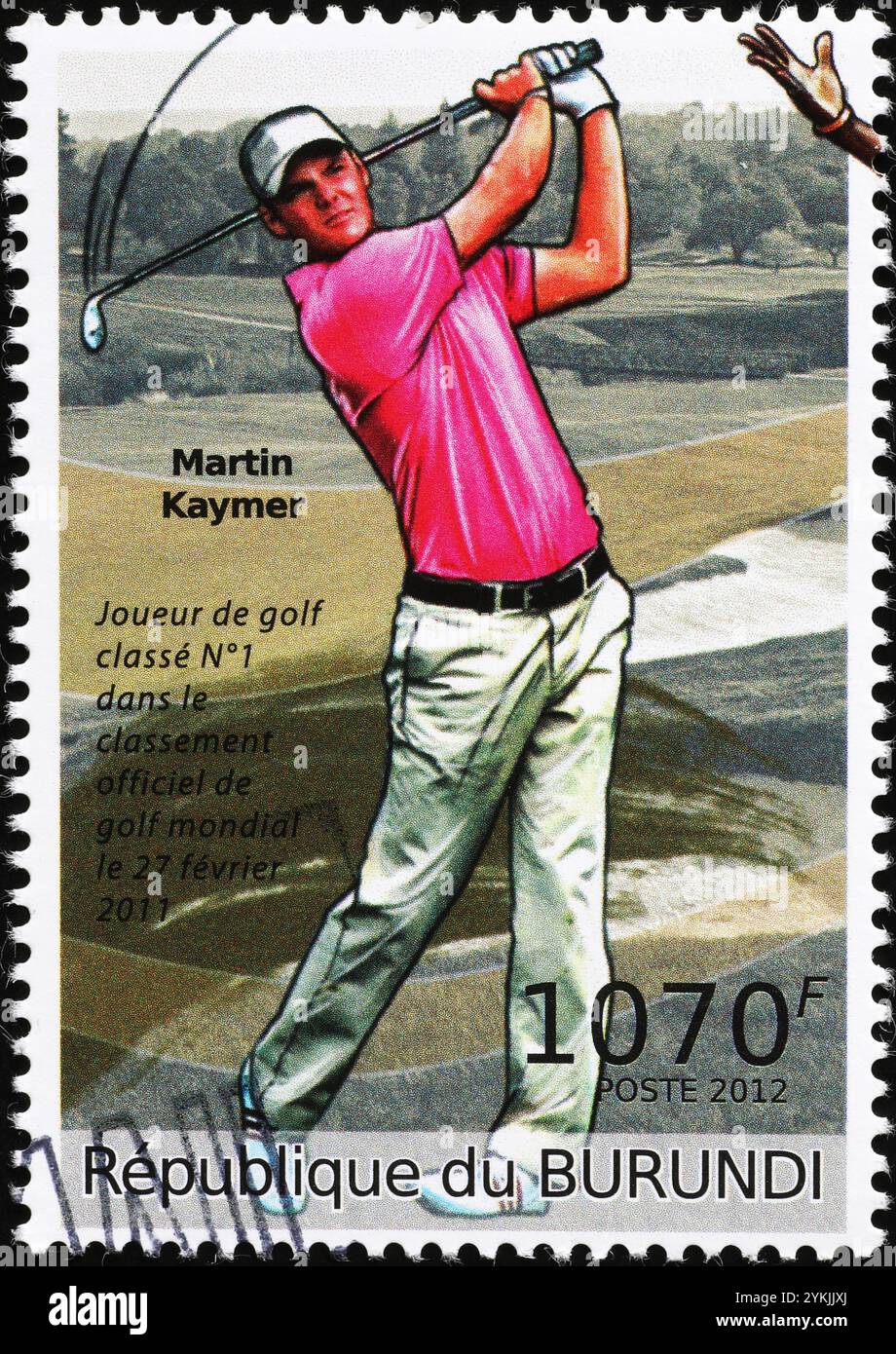 Golf player Martin Kaymer on african stamp Stock Photo - Alamy