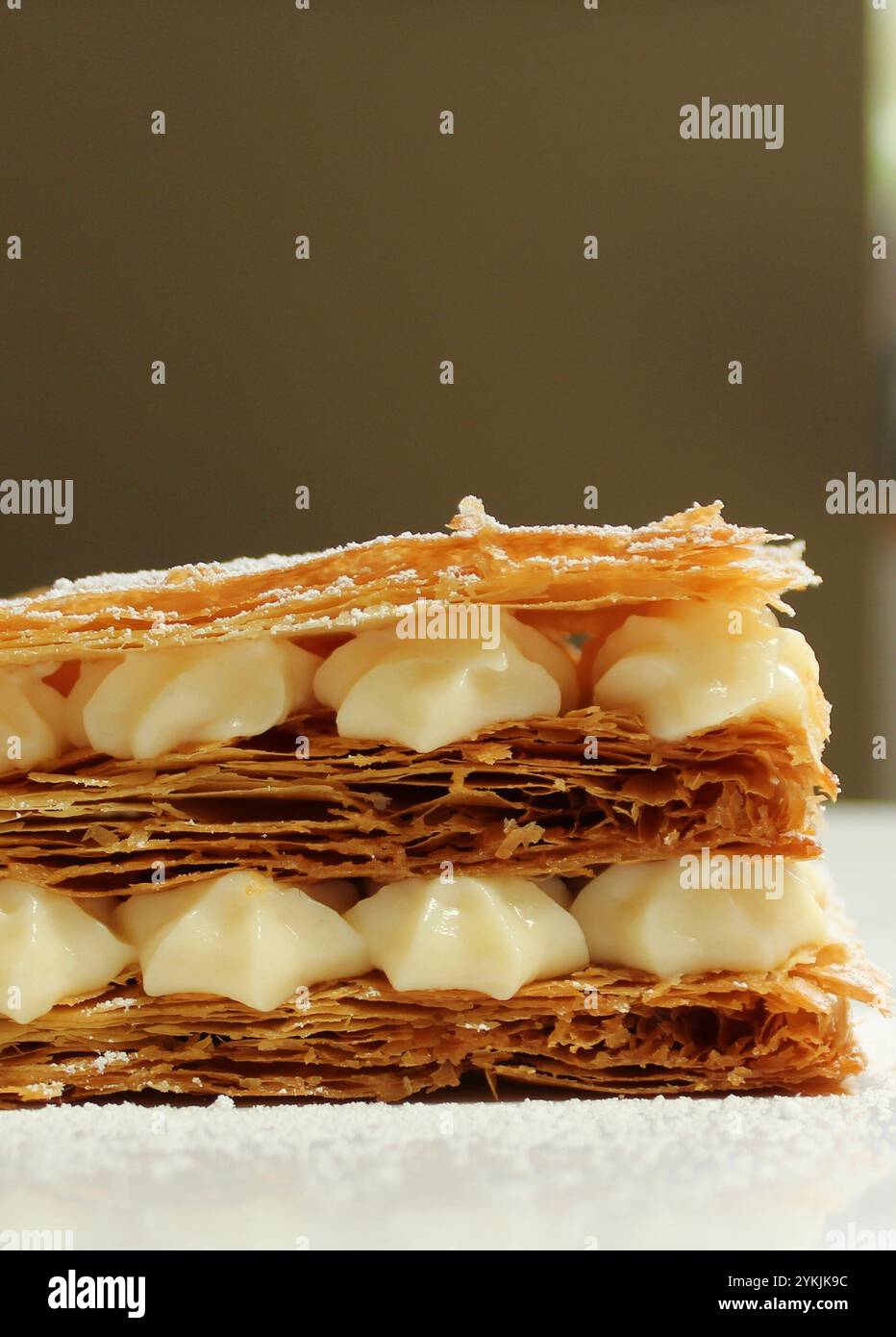 Up close side view of mille feuille, French dessert Stock Photo - Alamy