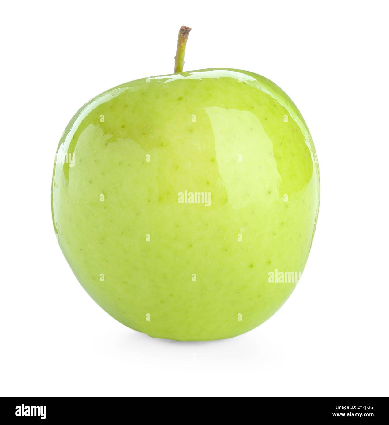 One ripe green apple isolated on white Stock Photo - Alamy