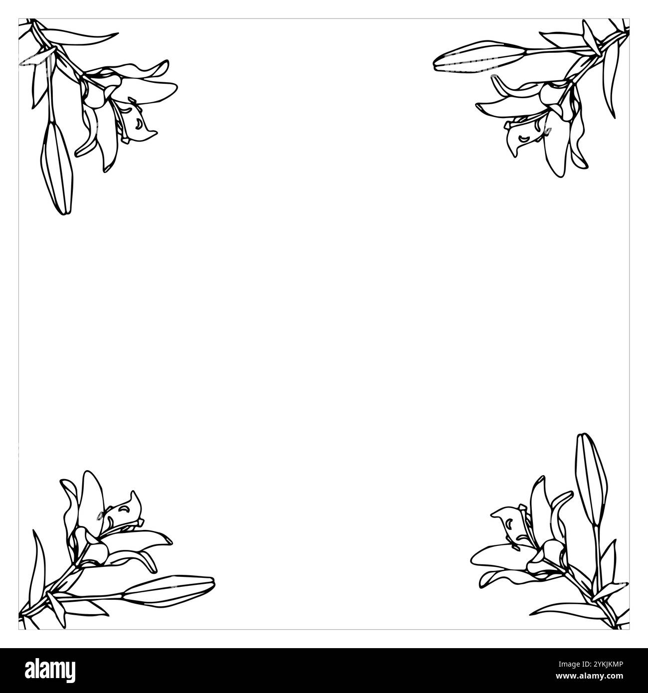 Frame with lilies in doodle style. Element for your design. Vector ...