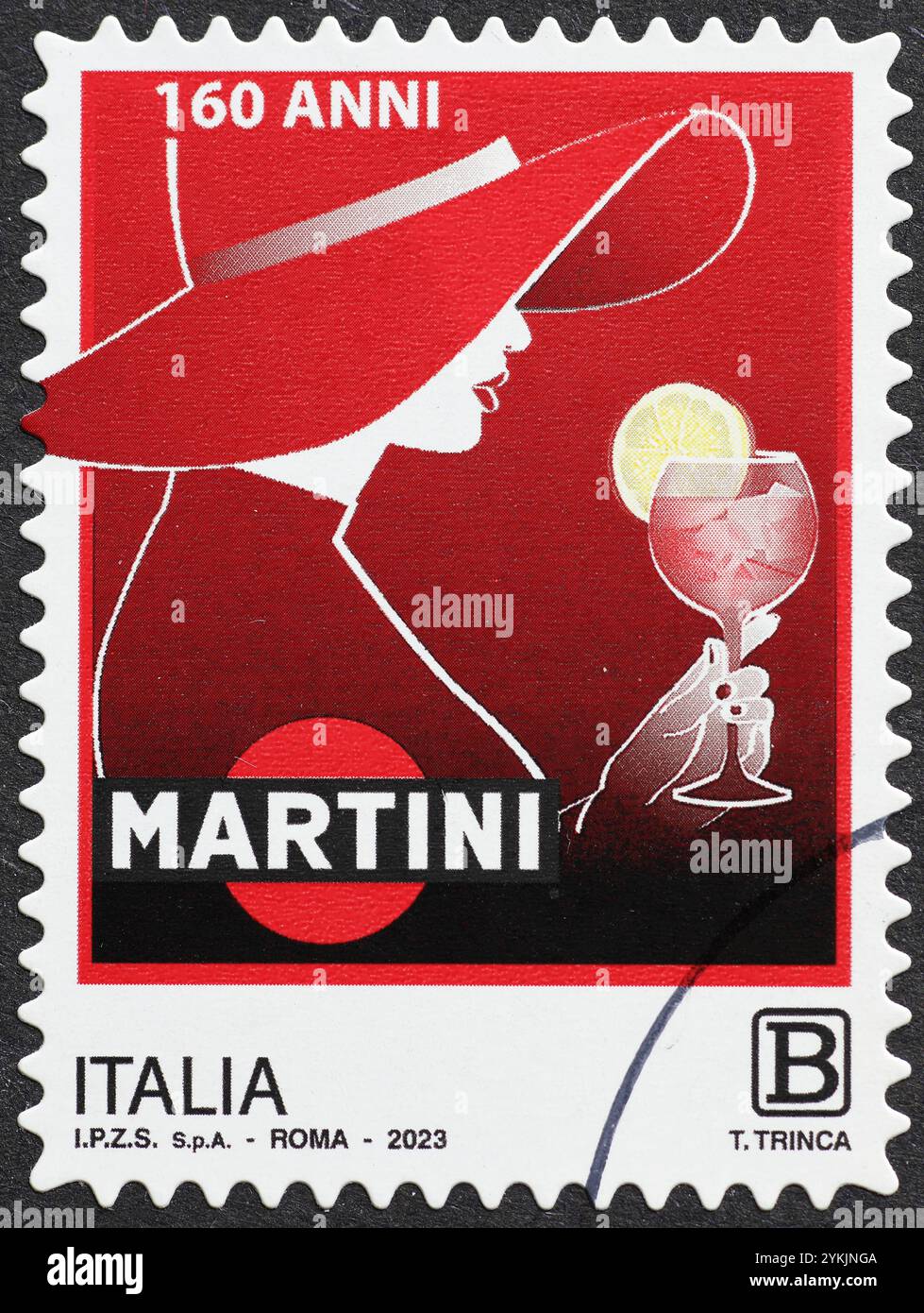 Advertising poster of Vermouth Martini on italian stamp Stock Photo - Alamy