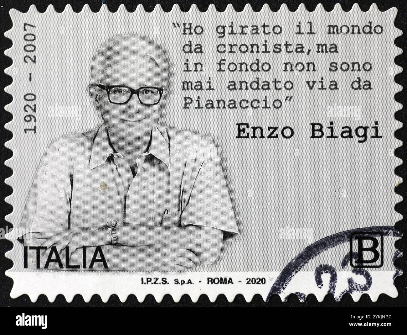 Italian journalist Enzo Biagi on postage stamp Stock Photo - Alamy