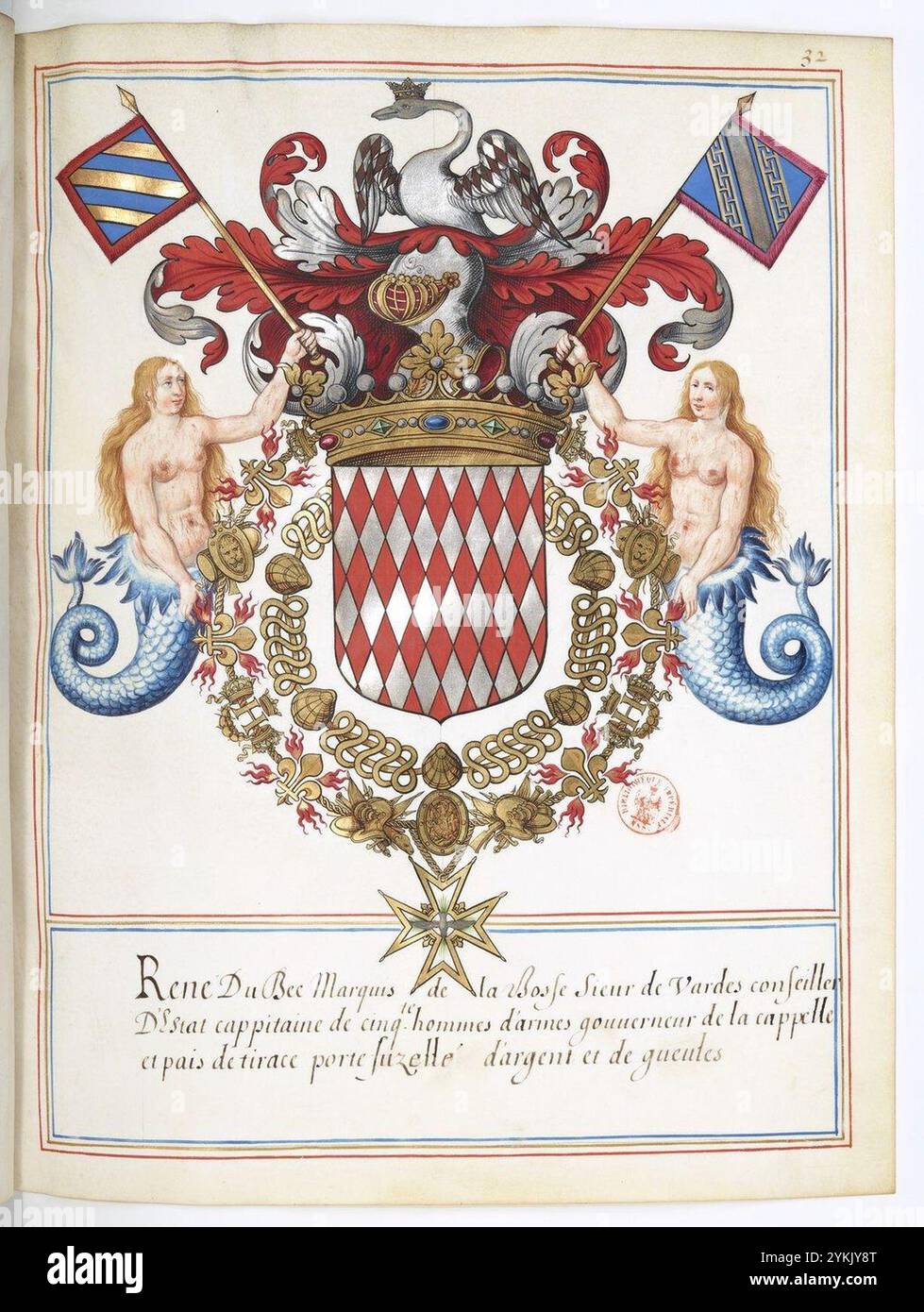 Blason René du du Bec-Crespin, marques de Vardes et La Bosse Stock ...