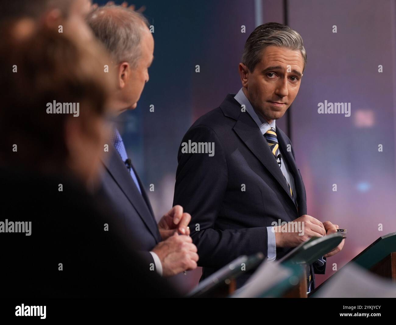 Taoiseach and leader of Fine Gael, Simon Harris during the General ...