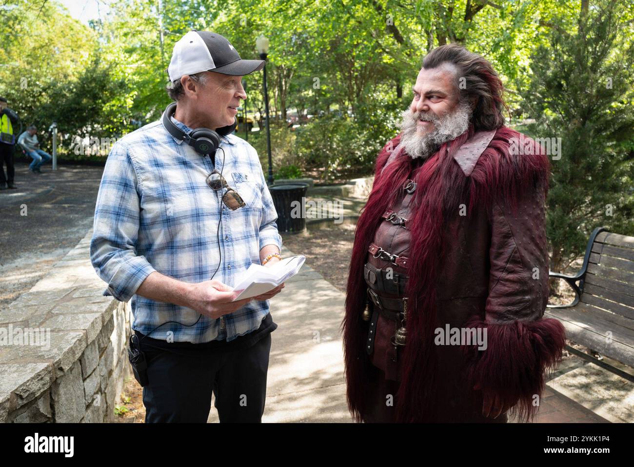 DEAR SANTA, from left: director Bobby Farrelly, Jack Black, on set ...