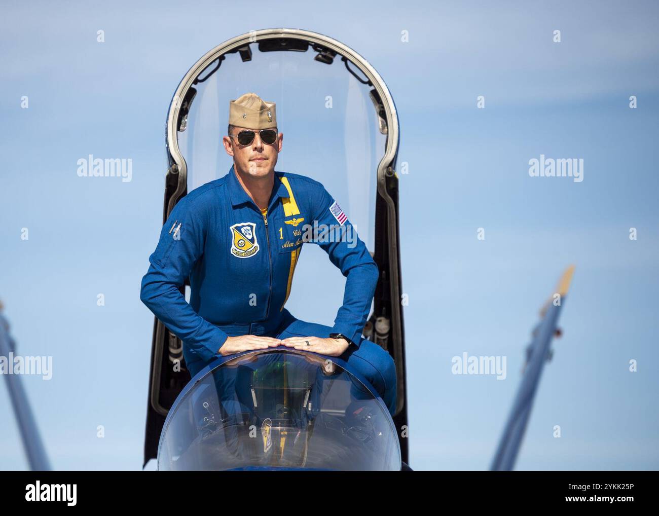 Blue Angels commander Alexander Armatas exits his aircraft Stock Photo ...
