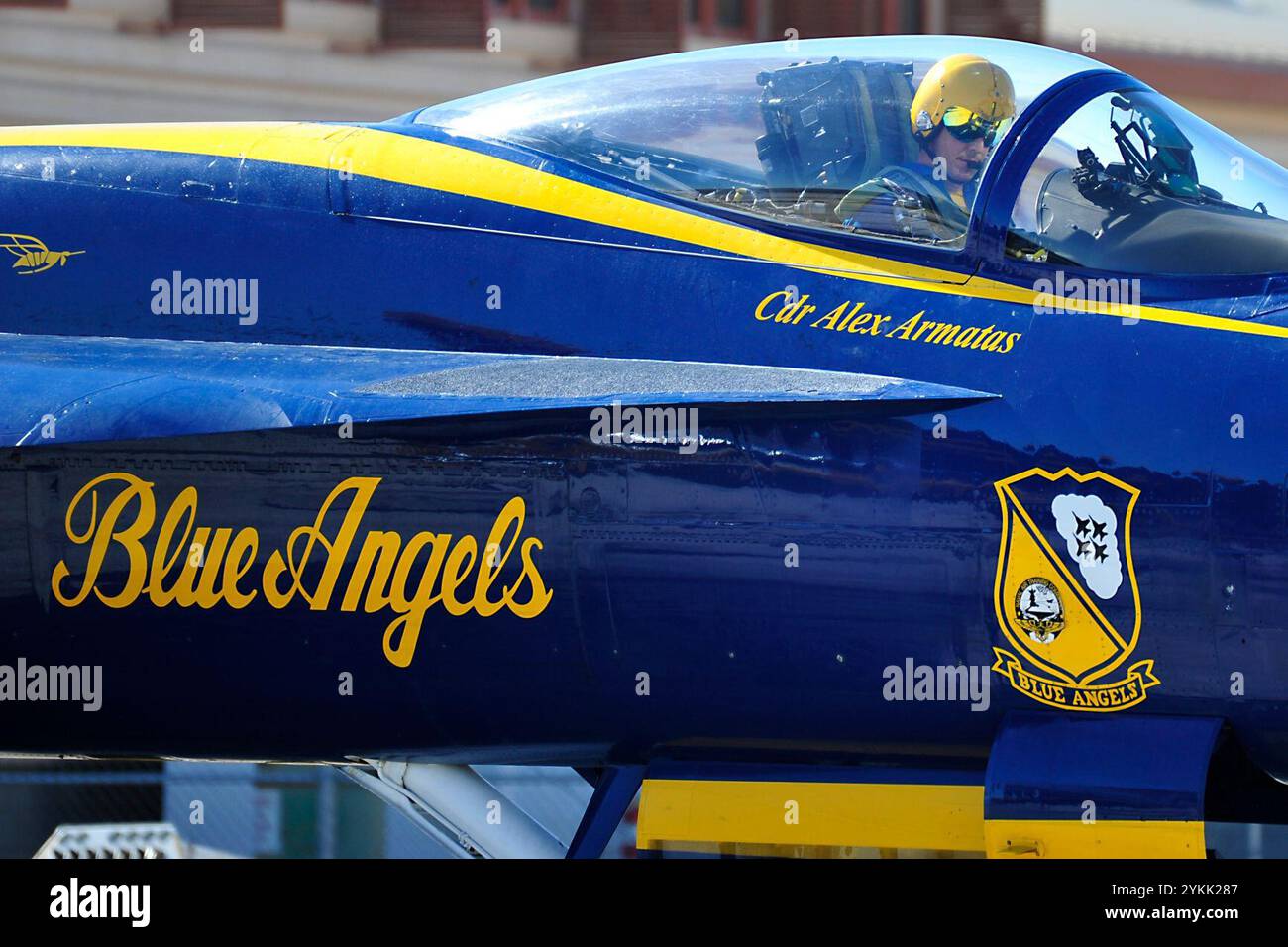 Blue Angels pilot Alexander Armatas prepares for training flight Stock ...