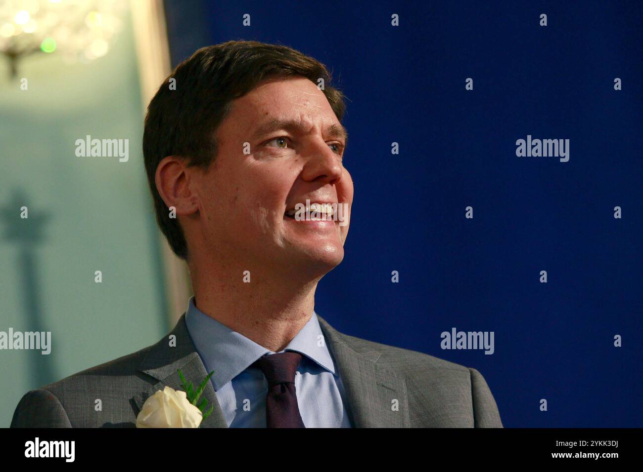 Victoria, Can. 18th Nov, 2024. Premier David Eby looks on after taking ...