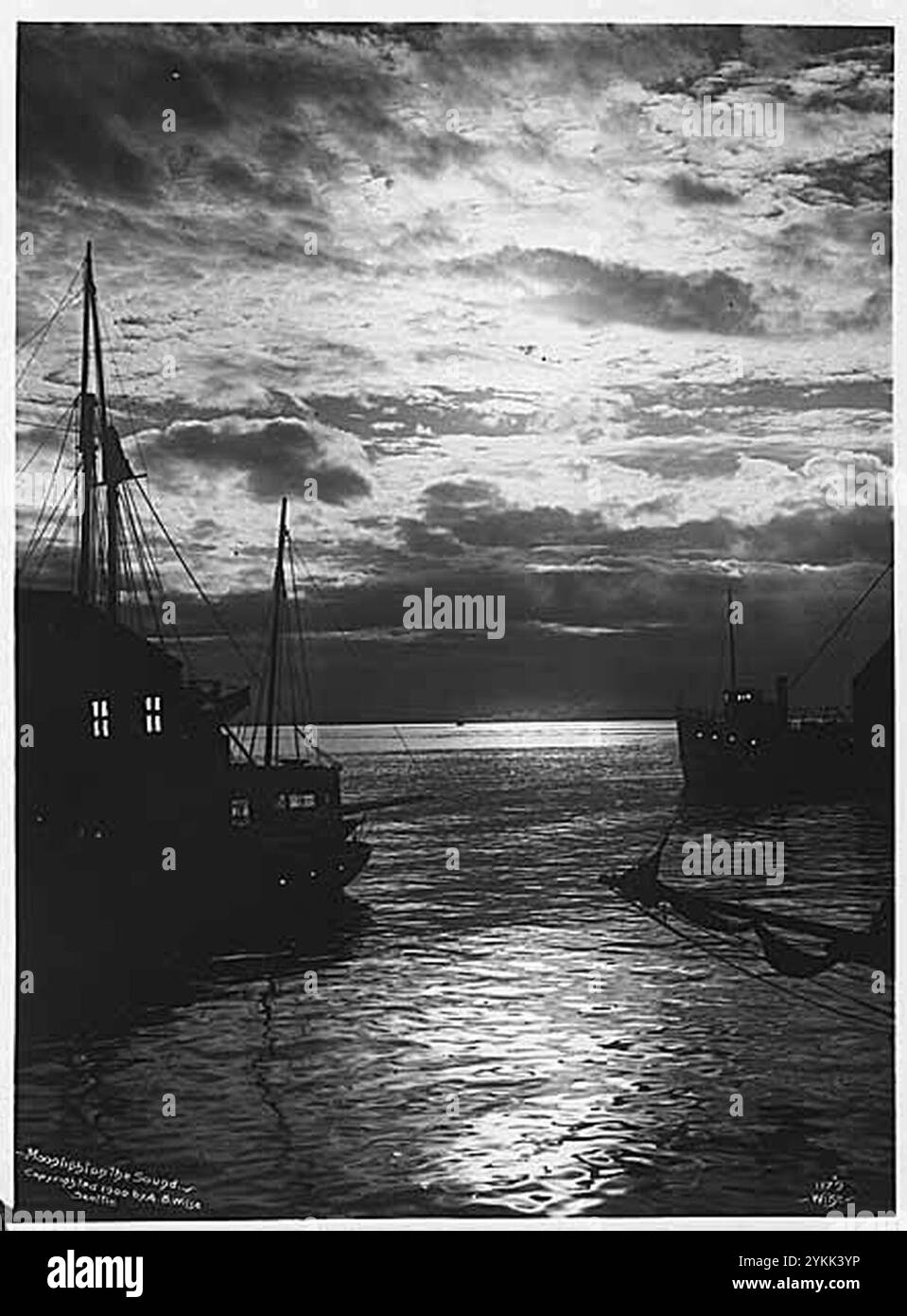 Boats docked on Puget Sound, Seattle, 1900 Stock Photo - Alamy