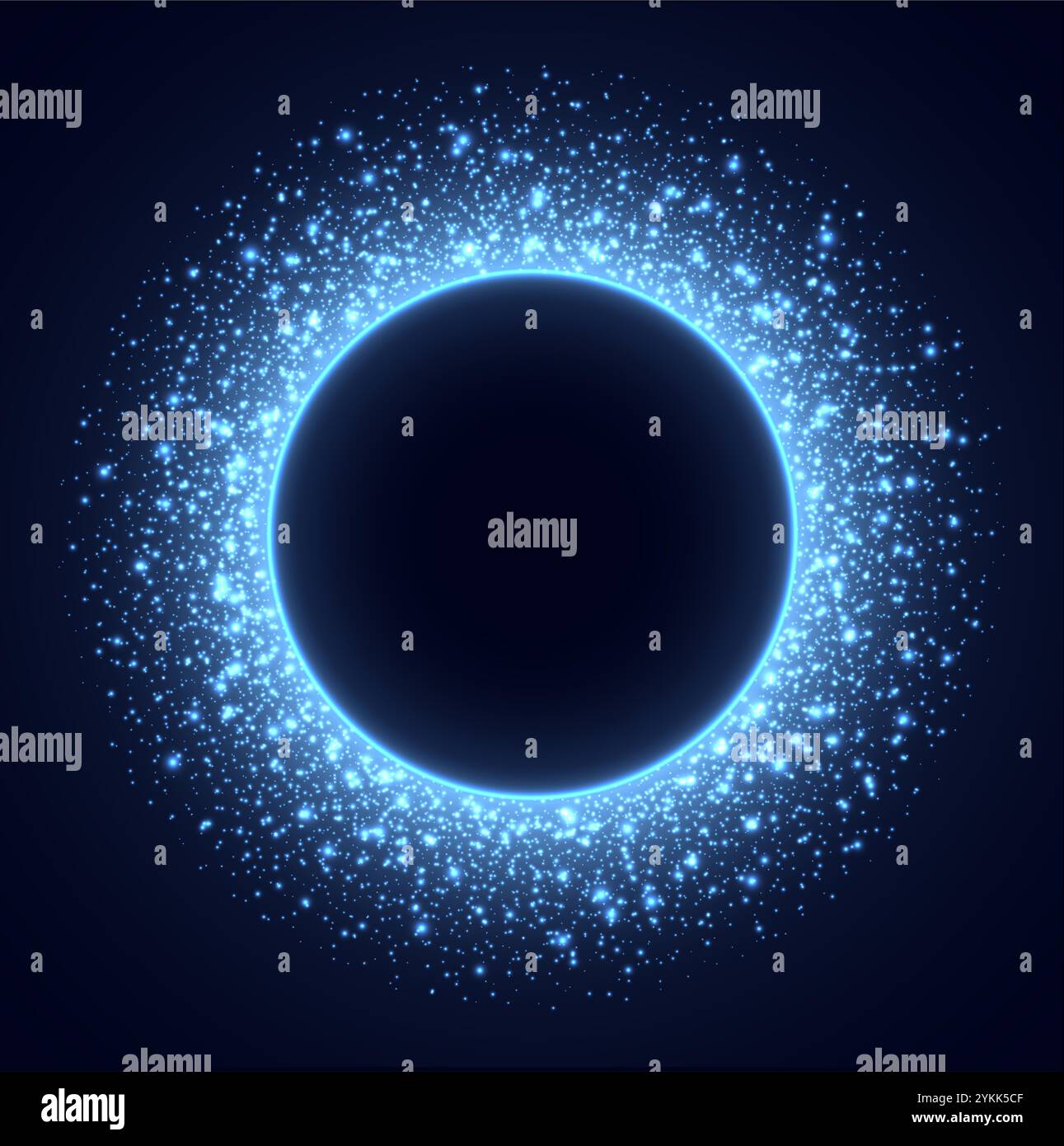 Blue glowing frame with stars and sparkles, stardust shiny border Stock ...