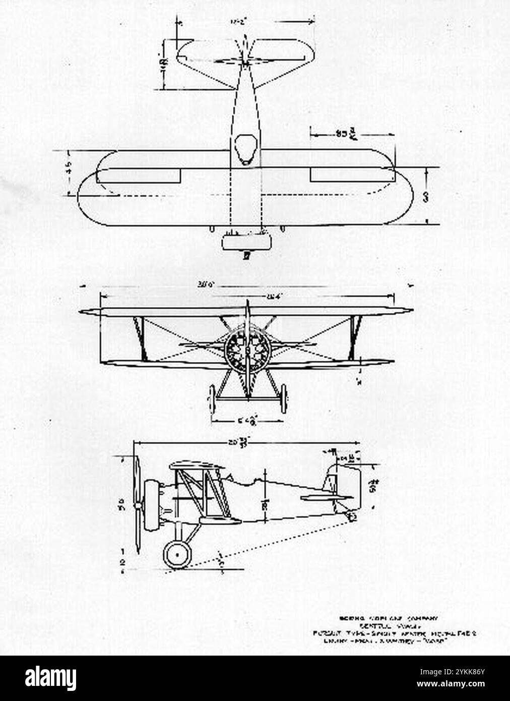 Boeing F4B-2 3-view line drawing Stock Photo - Alamy