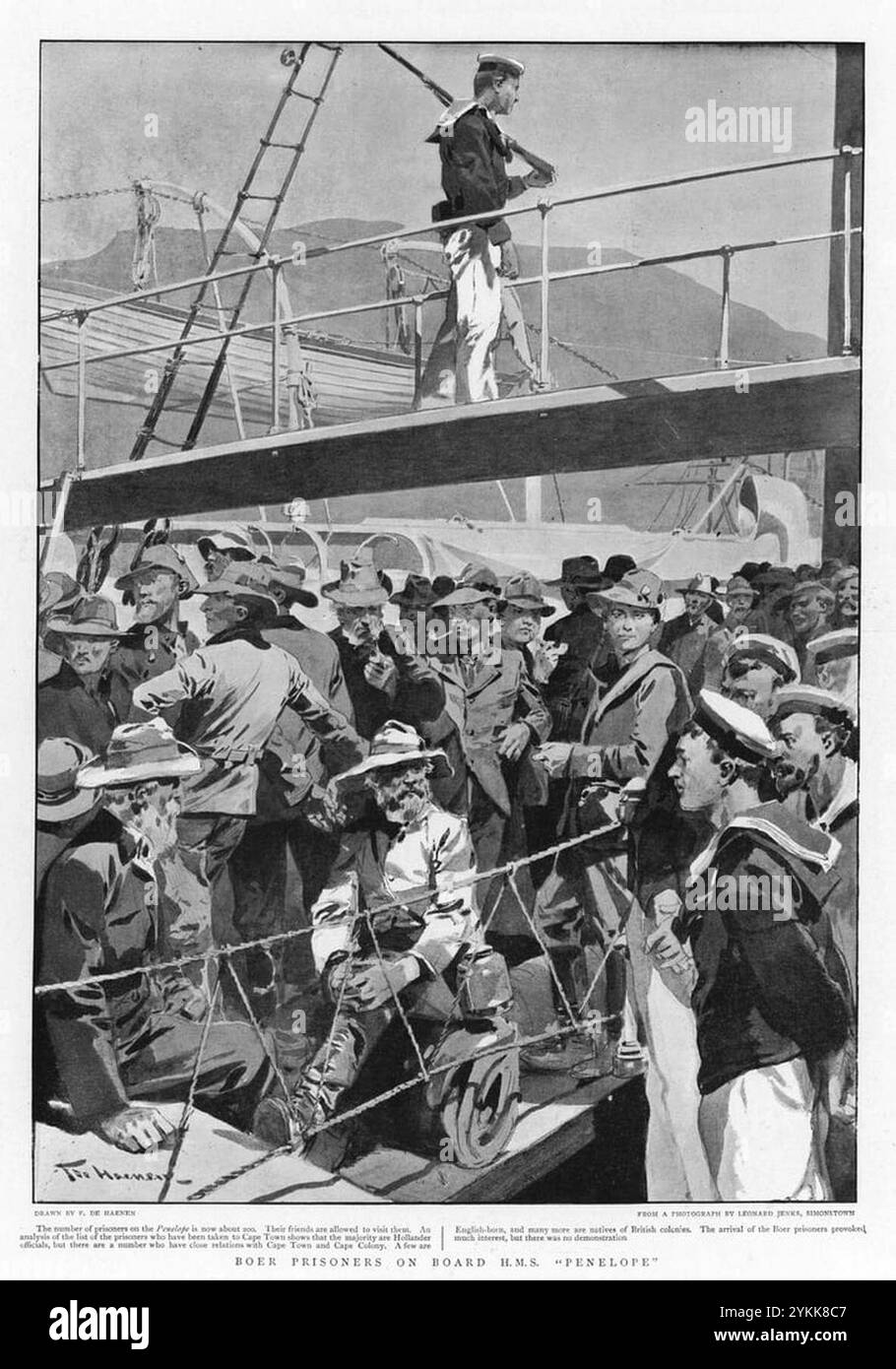 Boer Prisoners on Board HMS 'Penelope' - The Graphic 1899 Stock Photo ...
