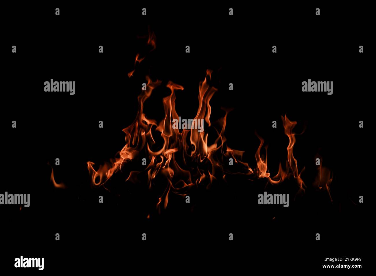 Texture of fire on black background. Hell bonfire. Texture of fire on a ...