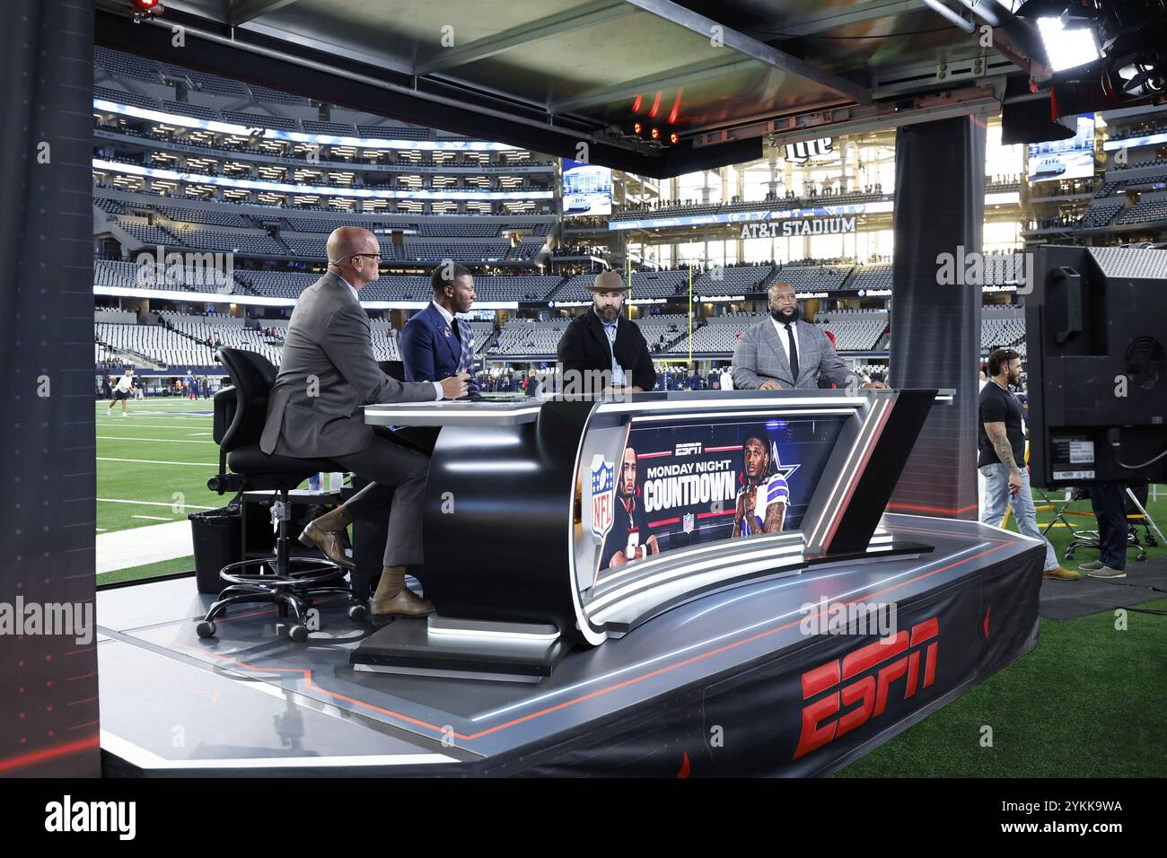 The ESPN countdown set and crew including Scott Van Pelt, Ryan Clark ...