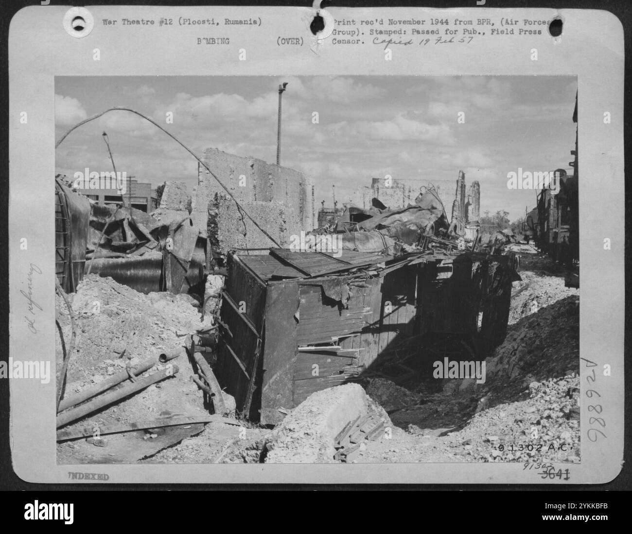Bomb damage of the Standard oil refinery Stock Photo - Alamy