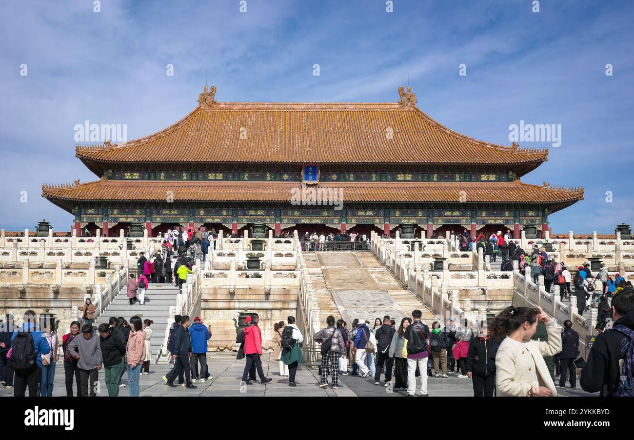 Beijing, China - Oct 22nd, 2024: Tourists inside the Forbidden City. A ...