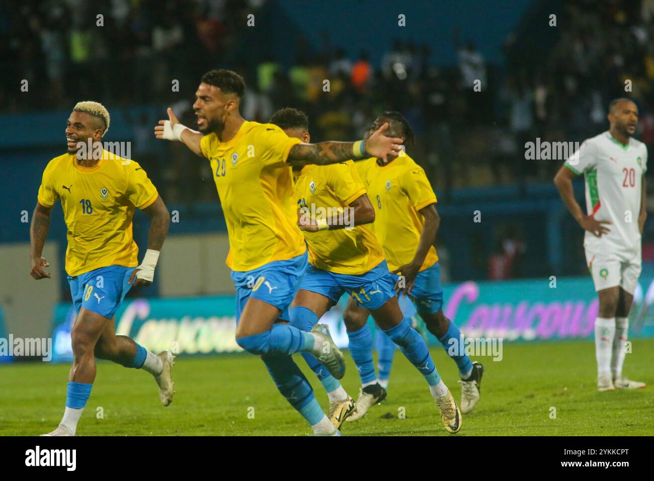 FRANCEVILLE, GABON - NOVEMBER 15: Denis Bouanga and Mario Lemina of ...
