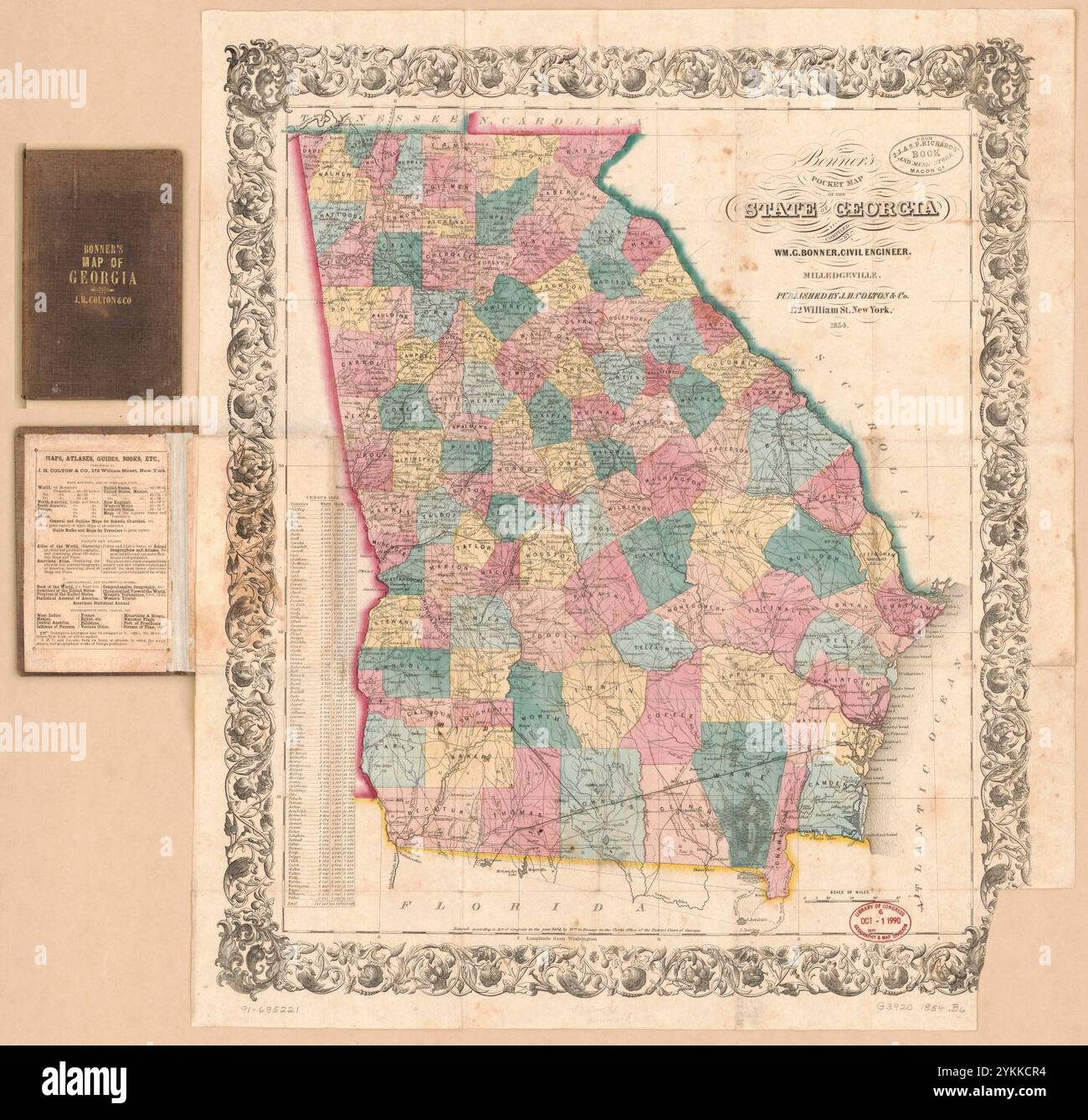 Bonner's pocket map of the state of Georgia Stock Photo - Alamy