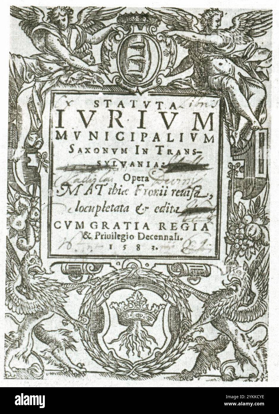 Book cover from 1583 - Cover of a book in Transylvania Stock Photo - Alamy