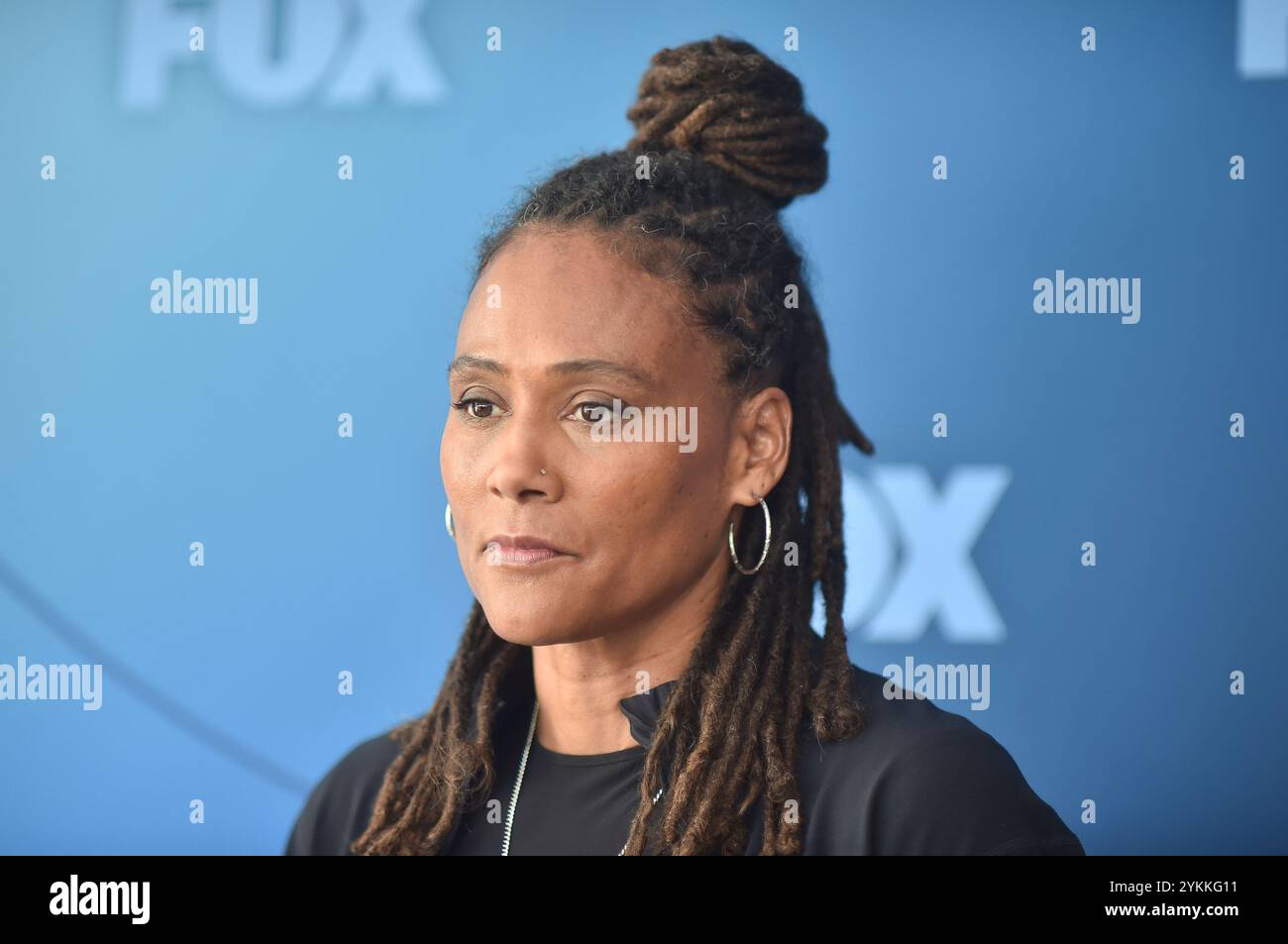Marion Jones attends FOX Winter Press Day on Monday, Nov. 18, 2024, at the FOX Studio Lot in Los ...
