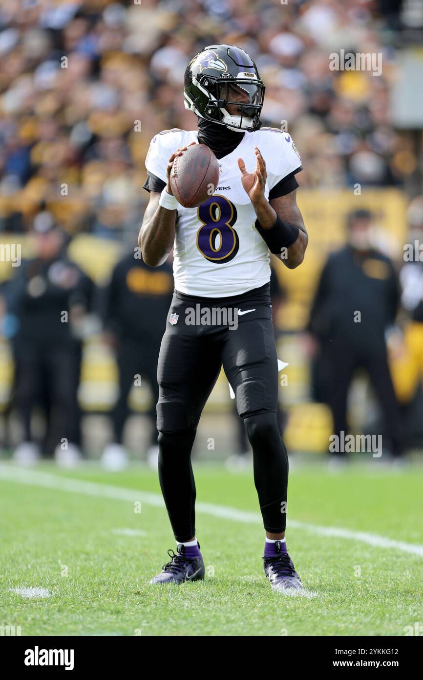 Baltimore Ravens QB Lamar Jackson (8) in action during an NFL football ...