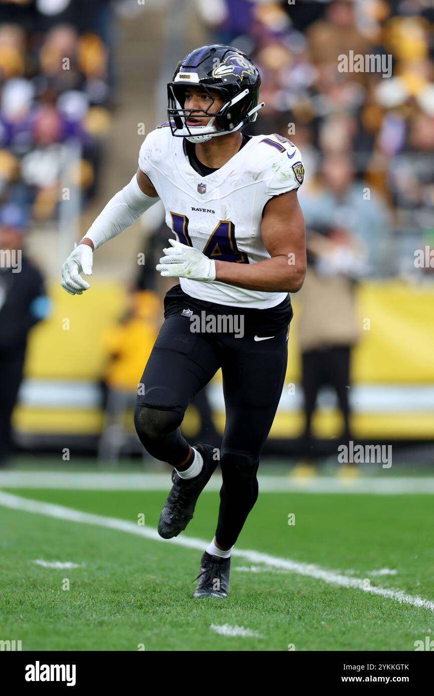 Baltimore Ravens Kyle Hamilton (14) in action during an NFL football ...