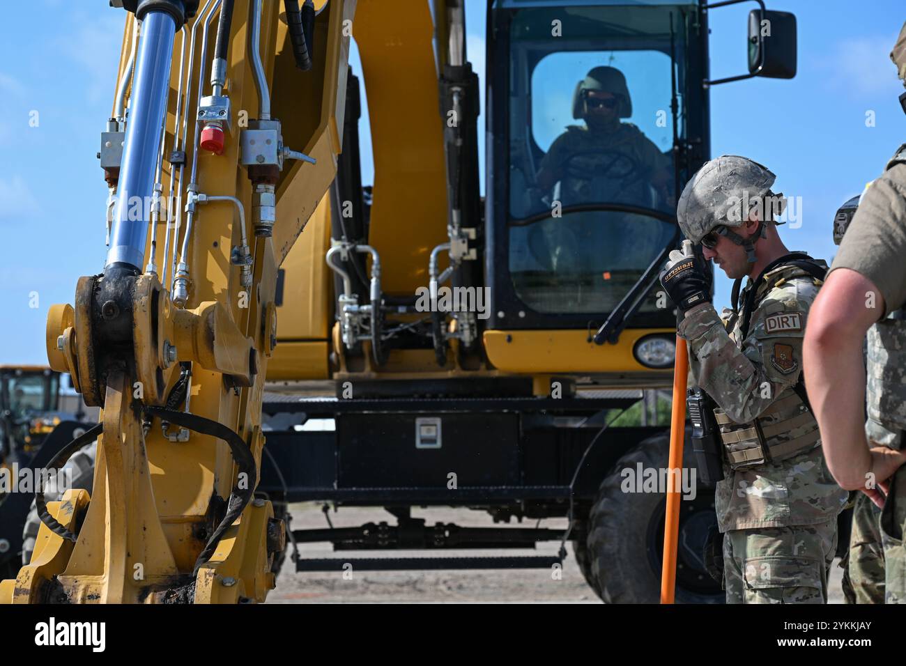 U.S. Airmen assigned to the 509th Civil Engineer Squadron practice ...