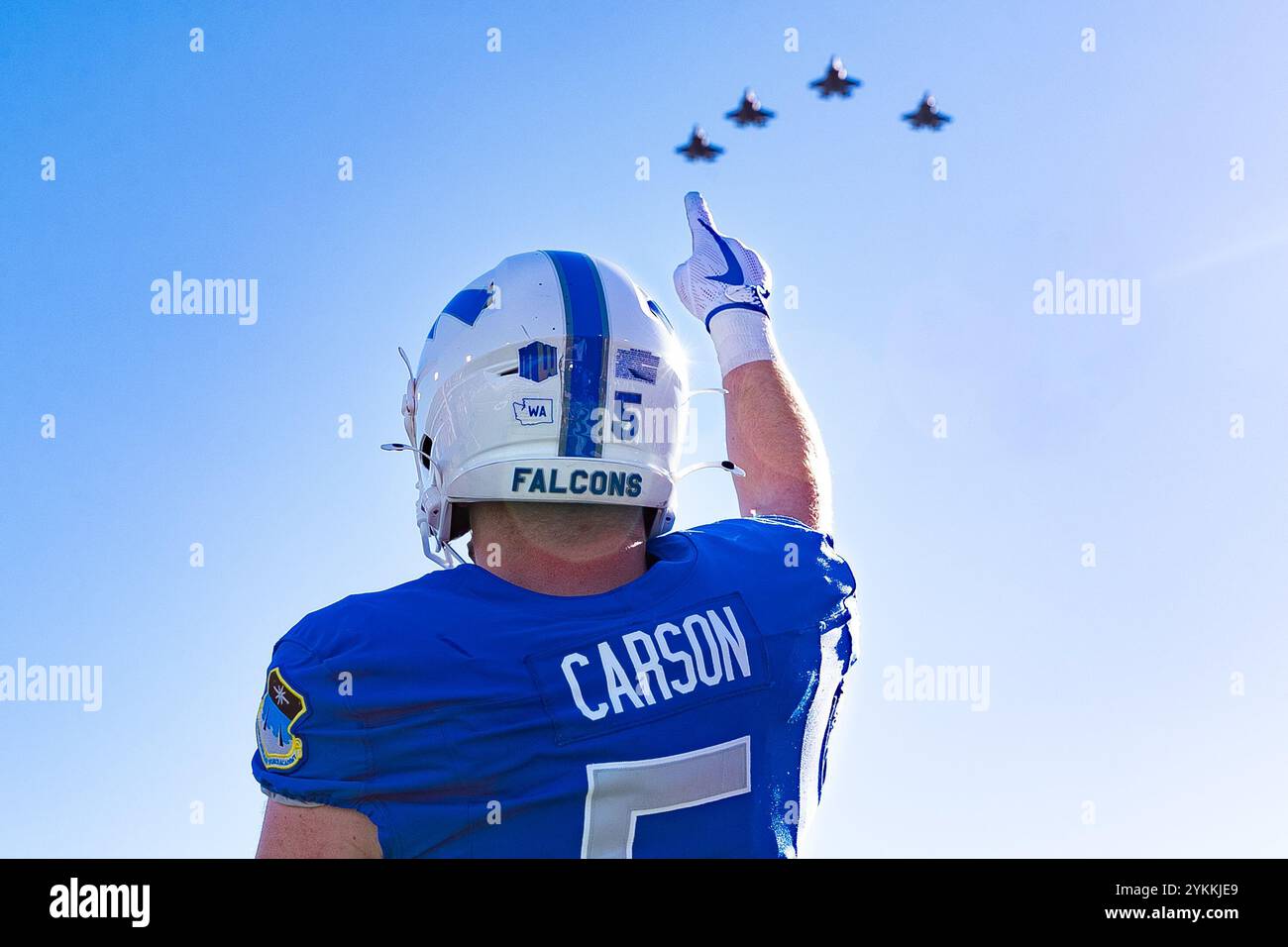 U.S. AIR FORCE ACADEMY, Colo. -- Air Force's Dylan Carson points to ...
