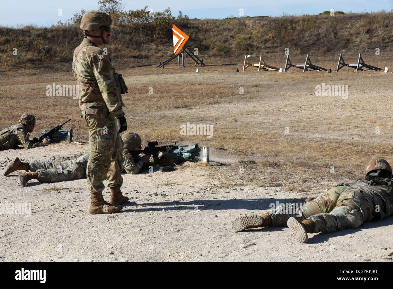 A U.S. Army Reserve soldier with 302nd Military Police Company gets the ...