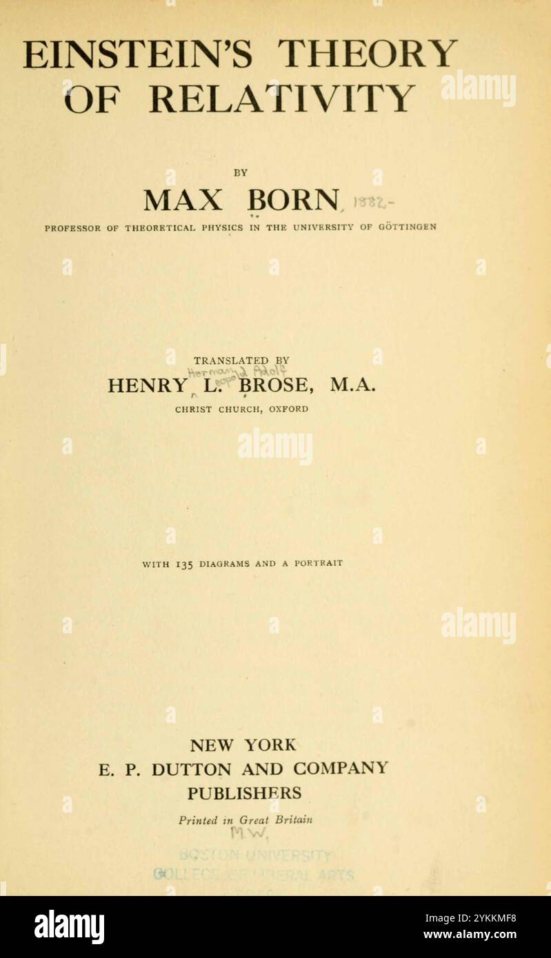 Born, Max – Einstein's theory of relativity (Die Relativitätstheorie ...