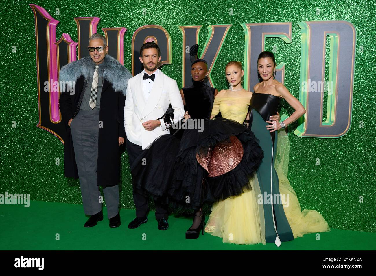 Ariana Grande, from left, Jeff Goldblum, Cynthia Erivo, Michelle Yeoh ...