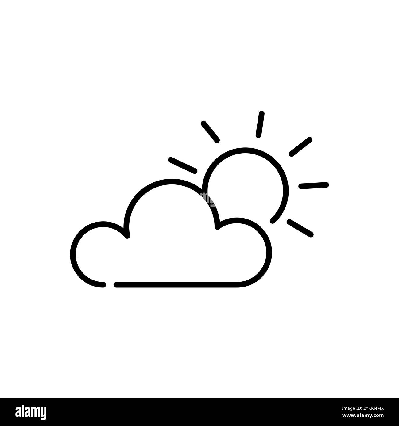 Cloud with sun. Weather vector icon. Outline sunny symbol. Minimalist ...
