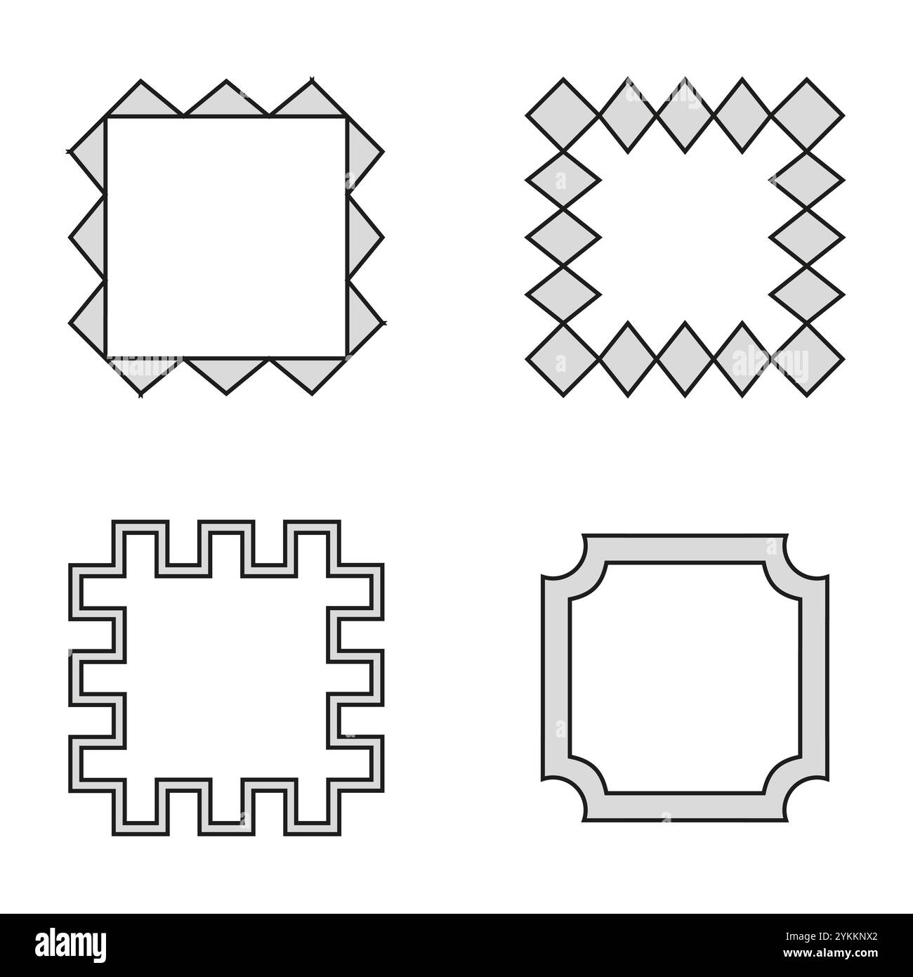 Geometric frames set. Decorative border shapes. Square outline icons. Vector illustration Stock ...