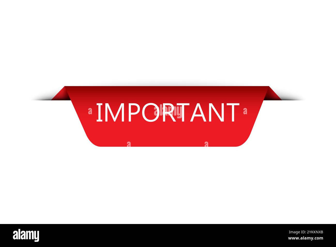 Red banner important. Folded ribbon design. Bold attention label ...