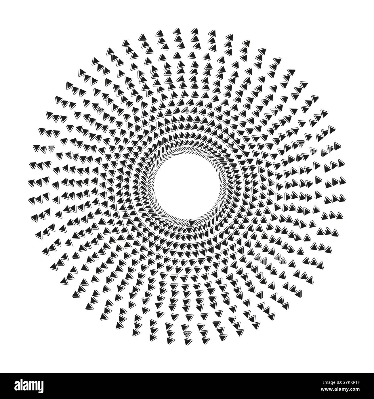 Triangular swirl pattern. Concentric triangle design. Black and white ...