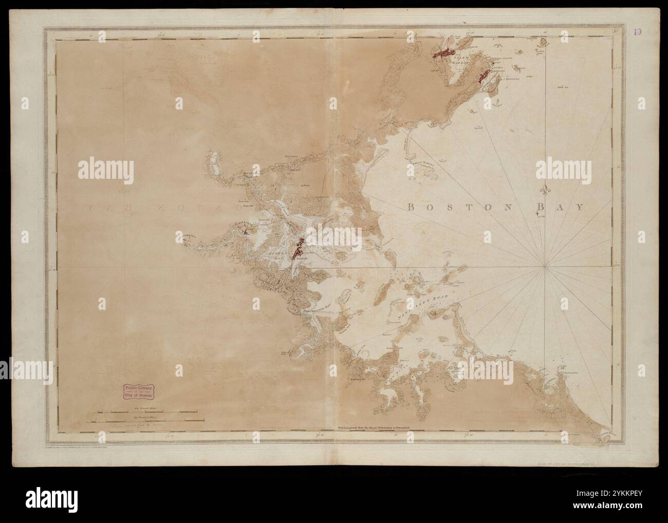 Boston Bay Nautical Chart 1776 Stock Photo - Alamy